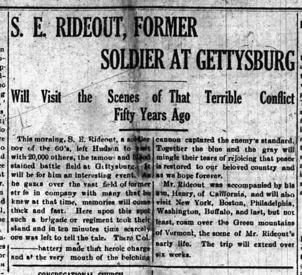 Samuel Rideout – Hudson Memory